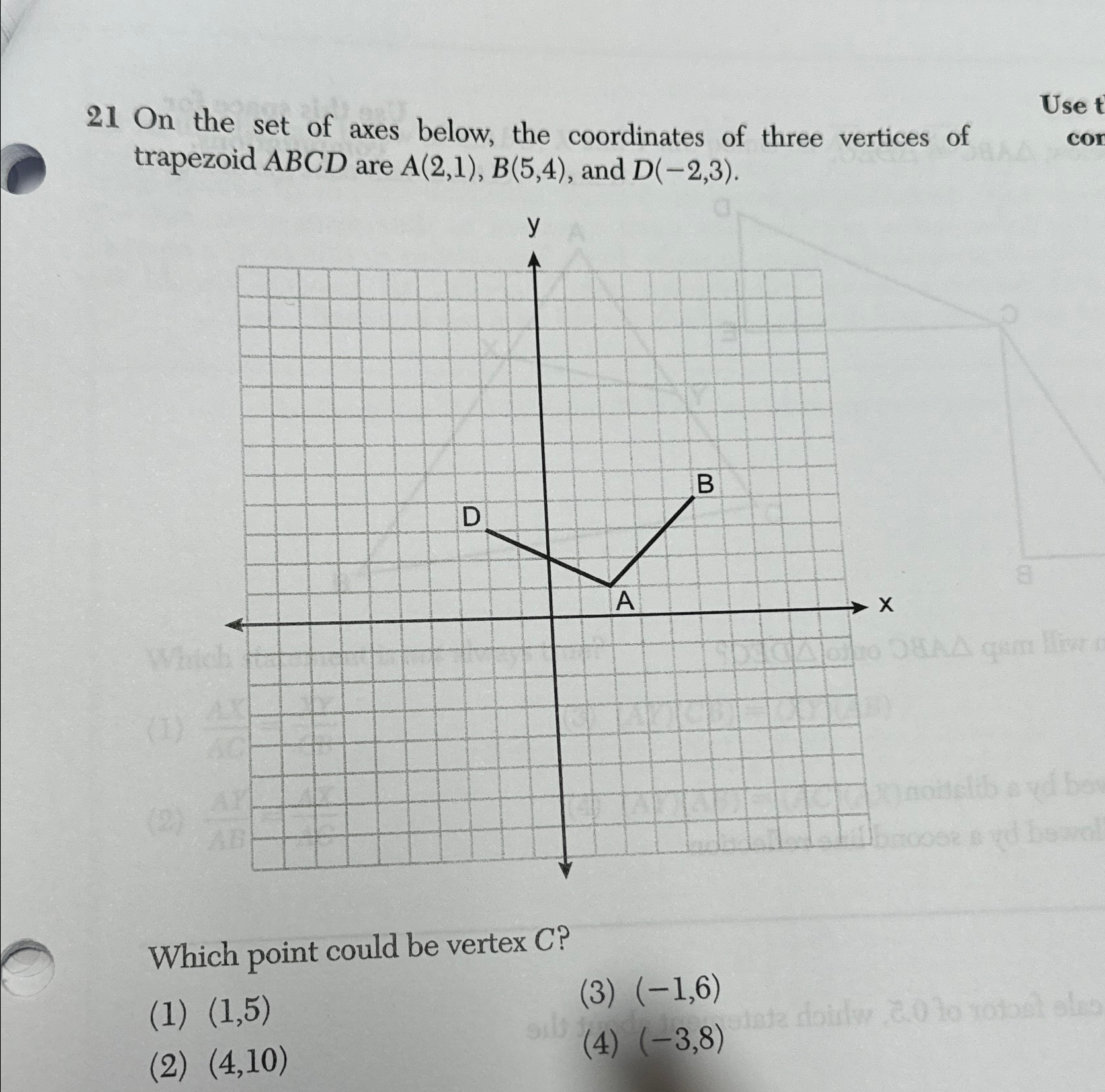 Solved 21 ﻿On the set of axes below, the coordinates of | Chegg.com