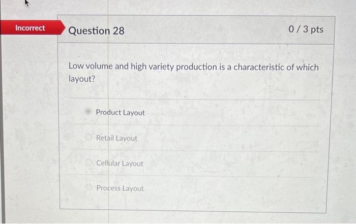 Solved Low volume and high variety production is a | Chegg.com