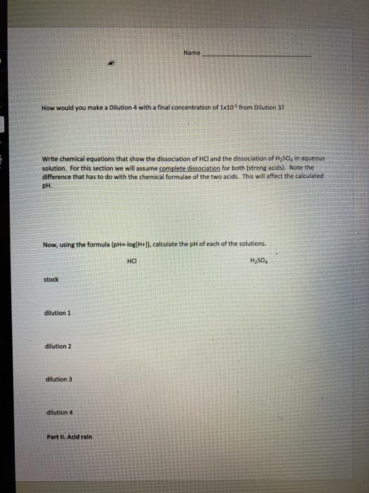Solved Name Lab 8: pH and Acid Rain Learning Objectives: • | Chegg.com