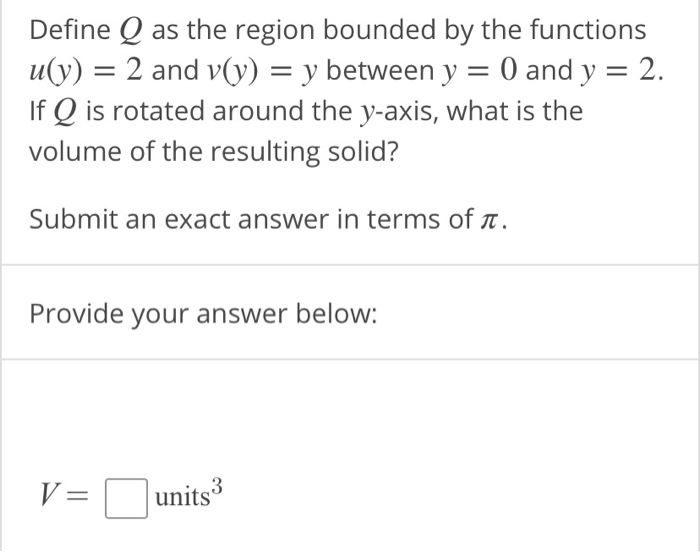 Solved Define Q as the region bounded by the functions u(y) | Chegg.com
