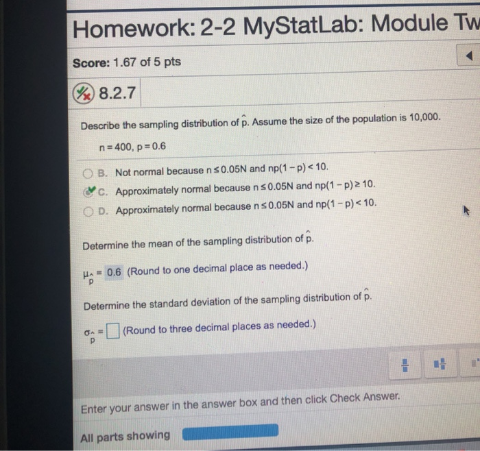 Solved Homework: 2-2 MyStatLab: Module Tw Score: 1.67 of 5 | Chegg.com