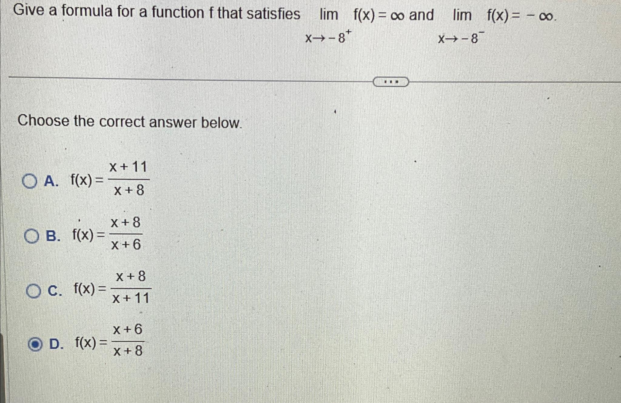 Solved Give a formula for a function f ﻿that satisfies | Chegg.com