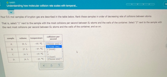Solved GAMES Understanding how molecular collision rate | Chegg.com