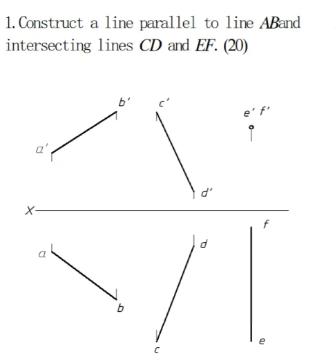 Solved 1. Construct a line parallel to line AB and | Chegg.com