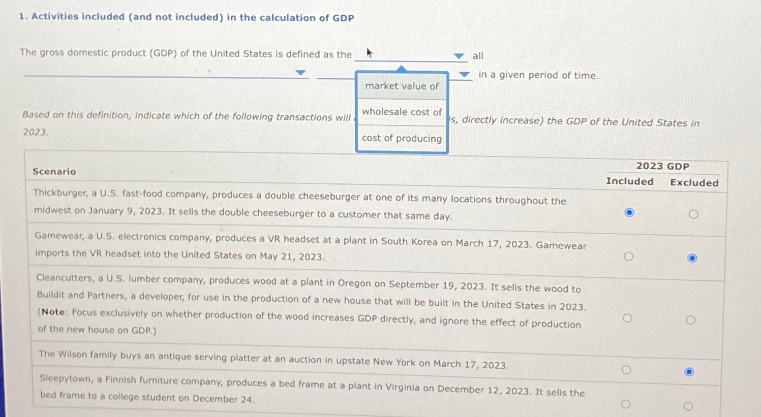 Solved Activities included (and not included) ﻿in the | Chegg.com