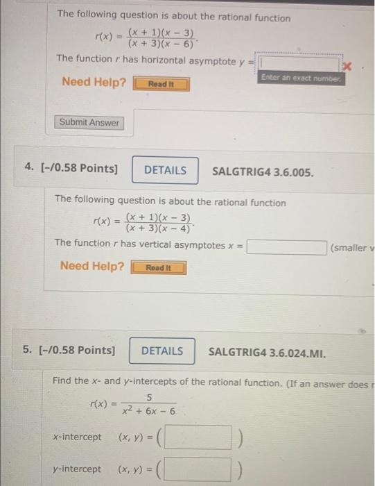 Solved The following question is about the rational function | Chegg.com