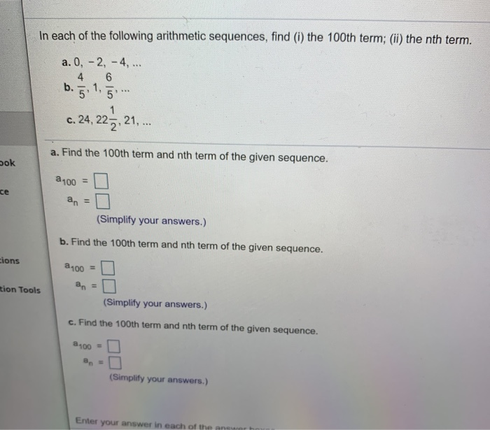 Solved In each of the following arithmetic sequences, find | Chegg.com