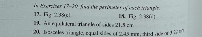 Solved In Exercises 17-20, find the perimeter of each | Chegg.com