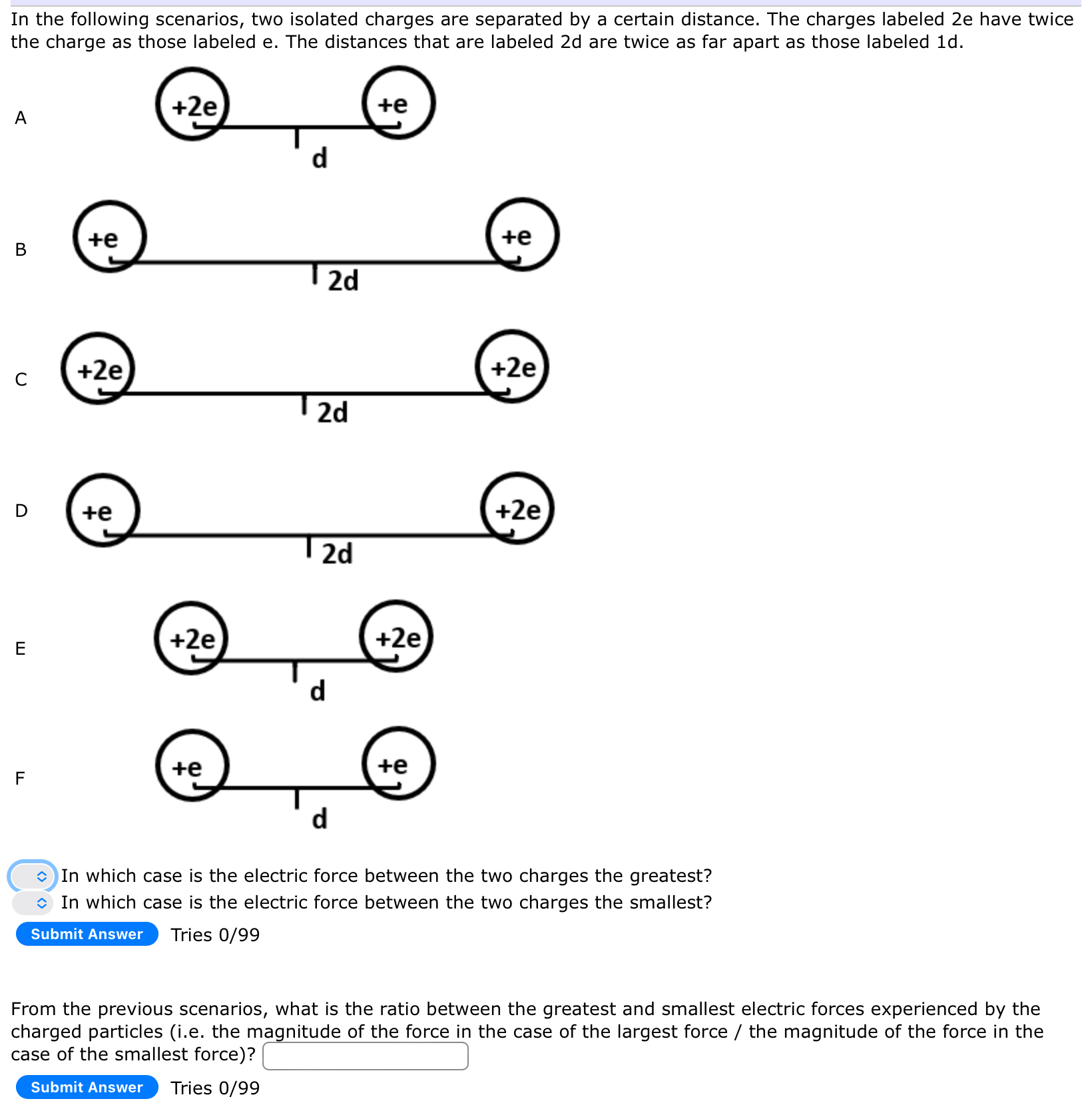 Solved In the following scenarios, two isolated charges are | Chegg.com