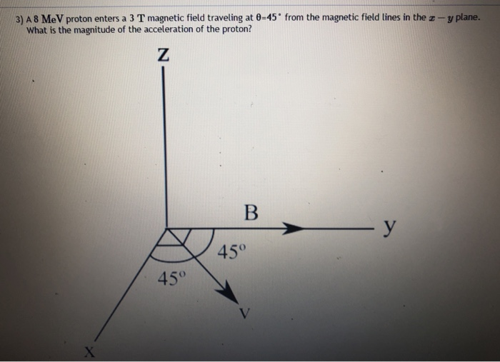 Solved 3) A 8 MeV proton enters a 3 T magnetic field | Chegg.com