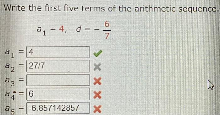 Solved Write the first five terms of the arithmetic | Chegg.com