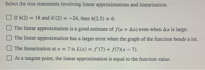 Solved Select the true statements involving linear | Chegg.com