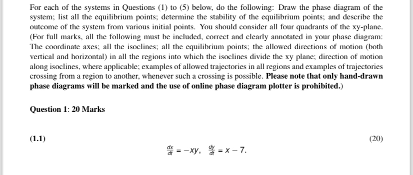 Solved For each of the systems in Questions (1) ﻿to (5) | Chegg.com