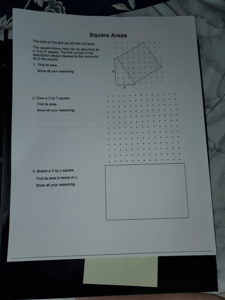 Solved Square Areas The dots on the grid are all one unit | Chegg.com