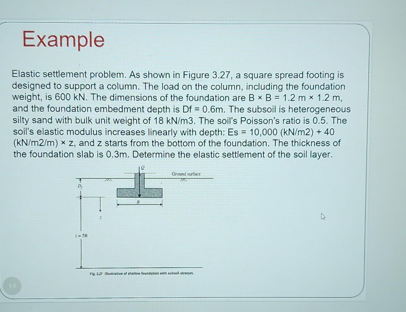 Solved Elastic settlement problem. As shown in Figure 3.27, | Chegg.com