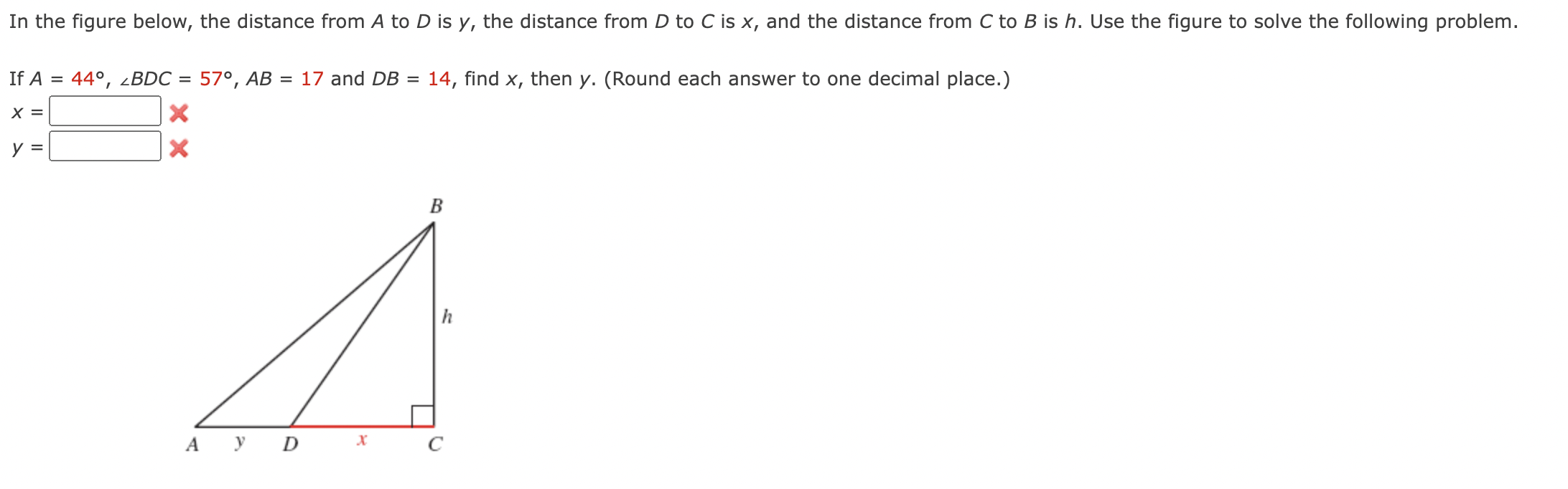 Solved In the figure below, the distance from A ﻿to D ﻿is y, | Chegg.com