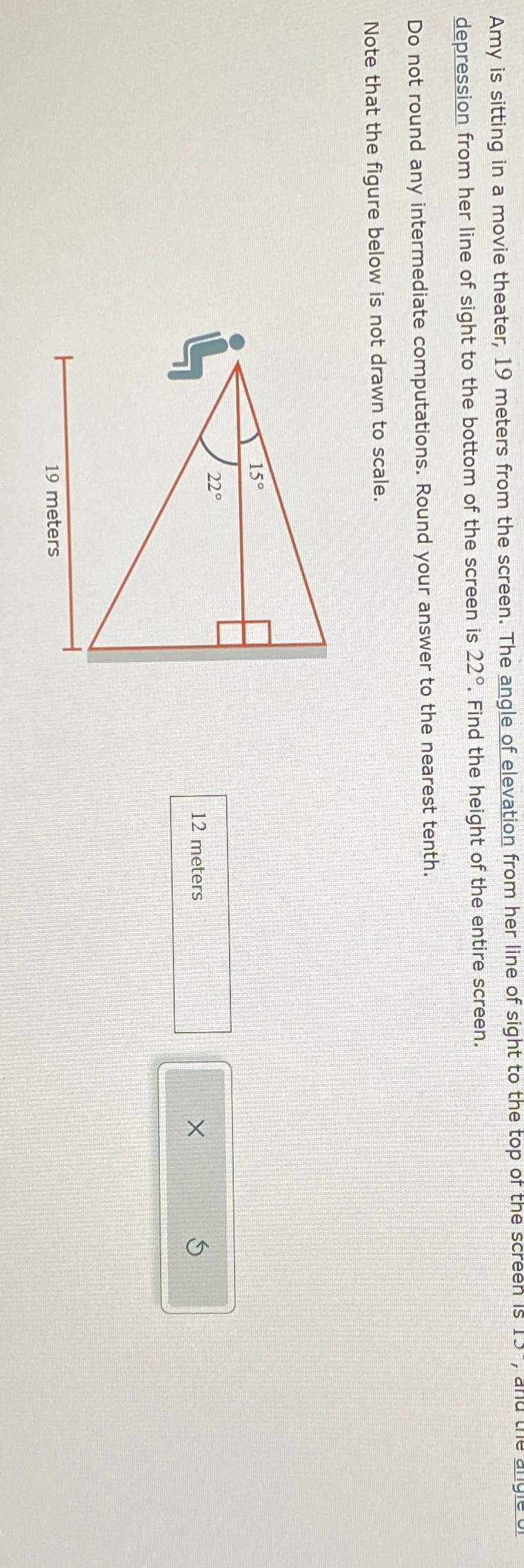 Solved Amy is sitting in a movie theater, 19 ﻿meters from | Chegg.com