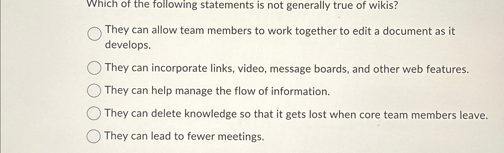 Solved Which of the following statements is not generally | Chegg.com