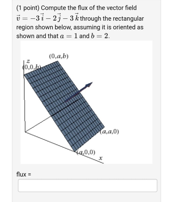 Solved (1 point) Compute the flux of F = xi + yj + zk | Chegg.com