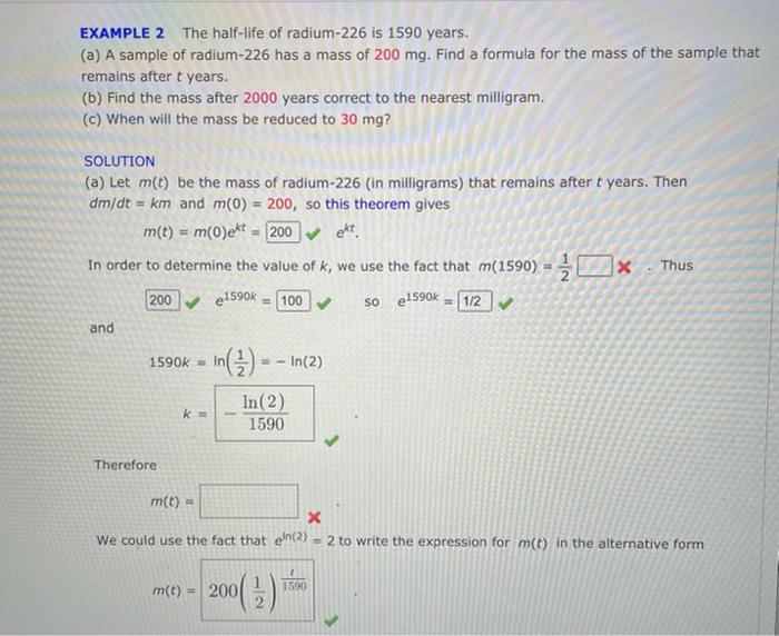 Solved EXAMPLE 2 The half-life of radium-226 is 1590 years. | Chegg.com