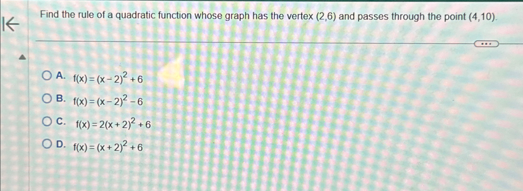 Solved Find the rule of a quadratic function whose graph has | Chegg.com