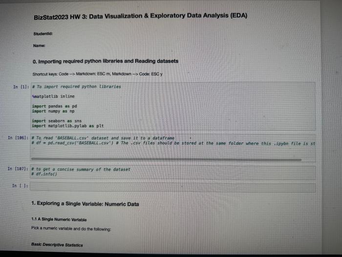 Solved BizStat2023 HW 3: Data Visualization \& Exploratory | Chegg.com