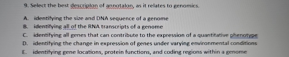 Solved Select the best descriplon of annotalon, as it | Chegg.com