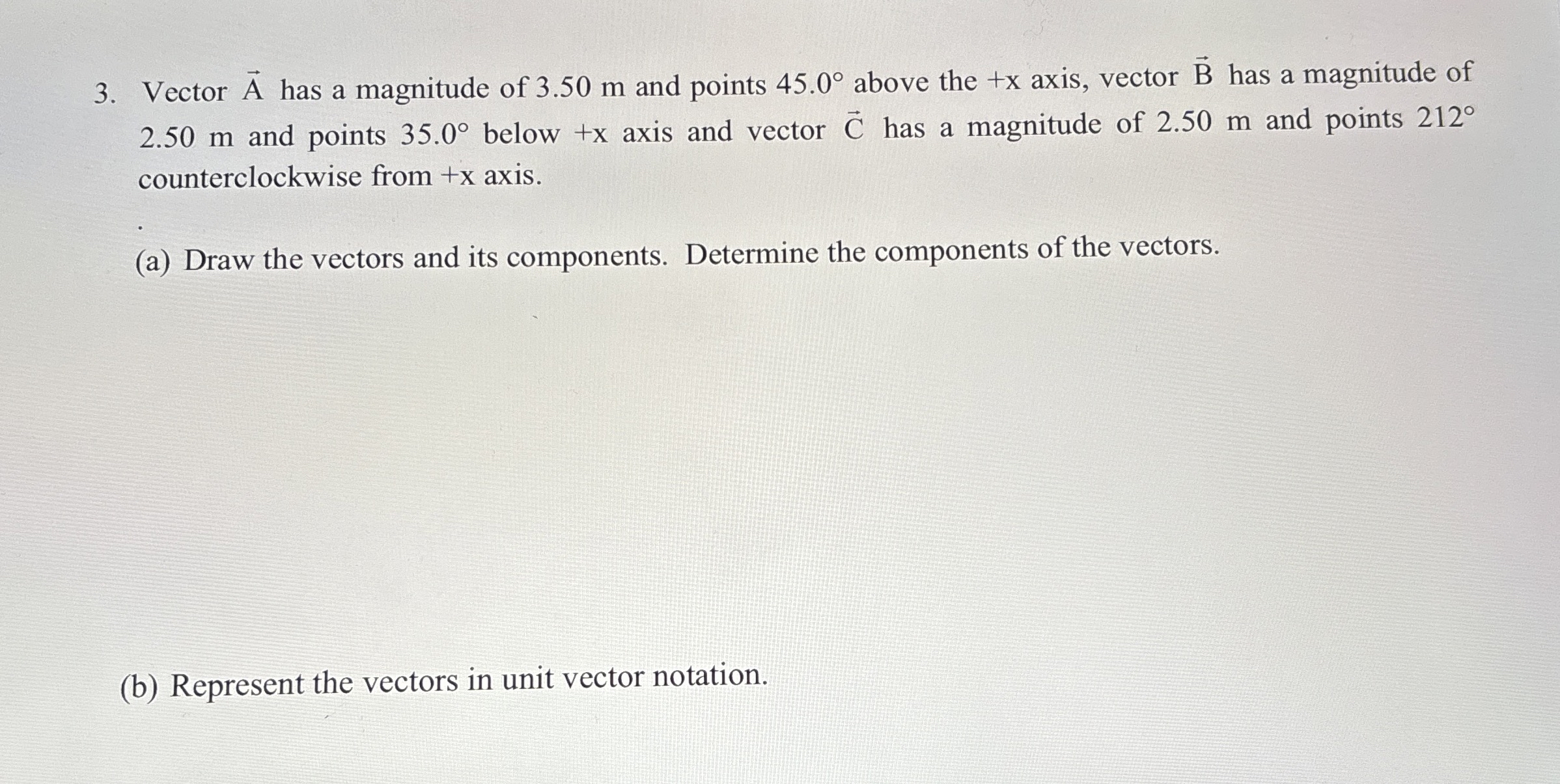 Solved Vector vec(A) ﻿has a magnitude of 3.50 ﻿m and points | Chegg.com