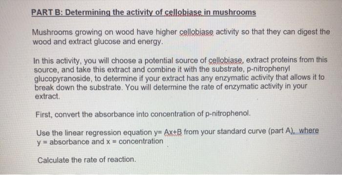 PART B: Determining the activity of cellobiase in | Chegg.com