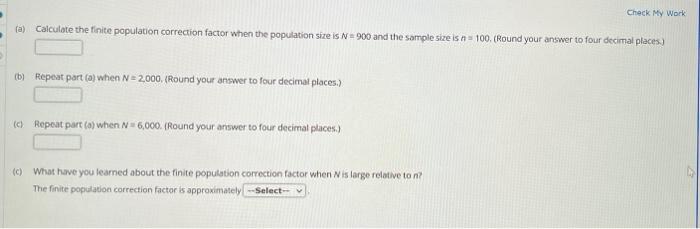 Solved A Calculate The Finite Population Correction Factor