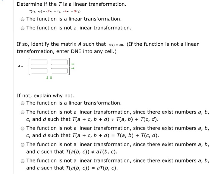 Solved Determine if the T is a linear transformation. T(X1, | Chegg.com