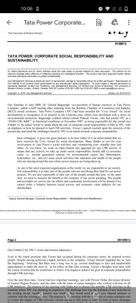 Questions for Tata Power: CSR and | Chegg.com