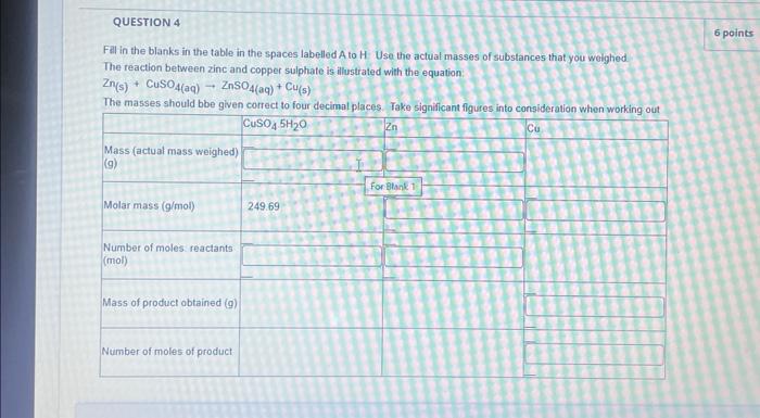 ON 4 Fill in the blanks in the table in the spaces | Chegg.com