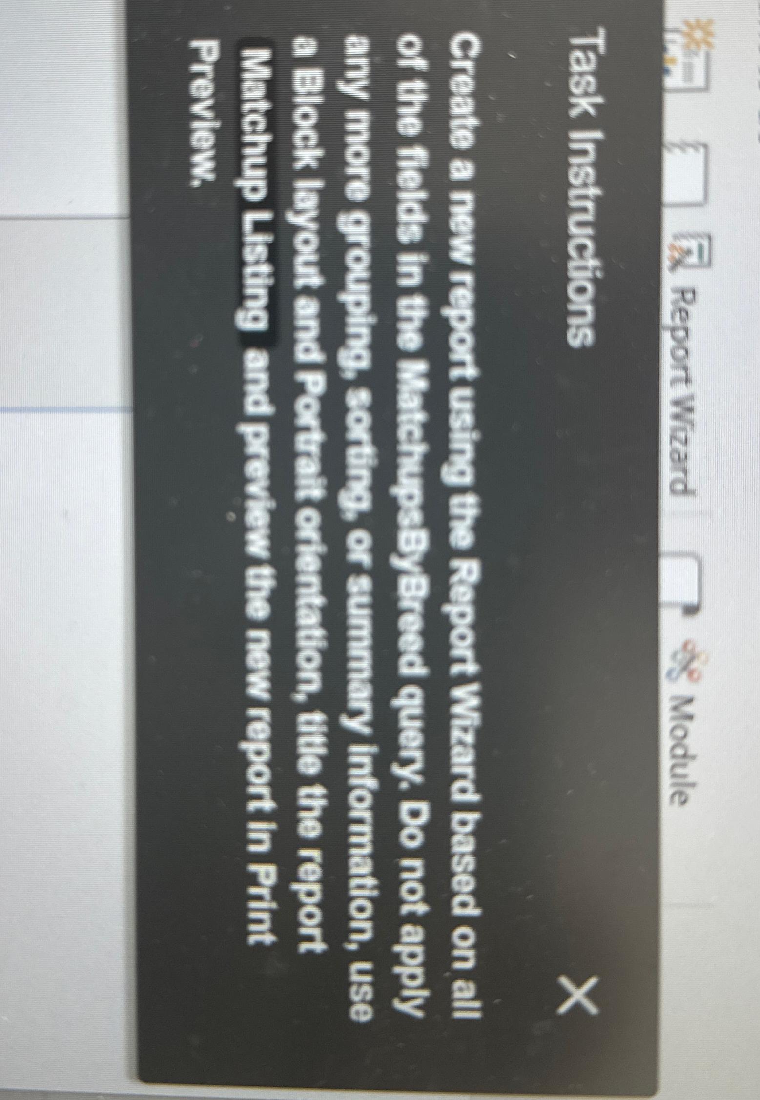 Solved Report WizardModuleTask InstructionsCreate a new | Chegg.com