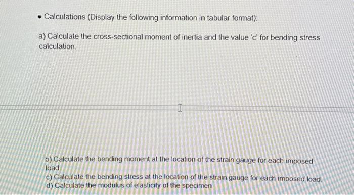Solved - Calculations (Display the following information in | Chegg.com