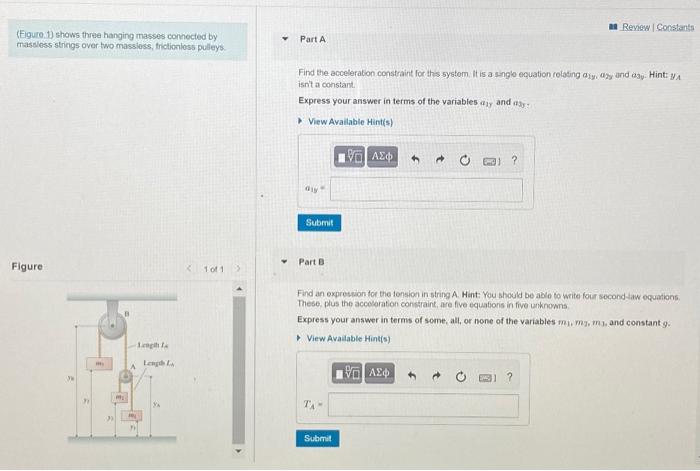Solved Review Constants (Eigure 1) shows three hanging | Chegg.com
