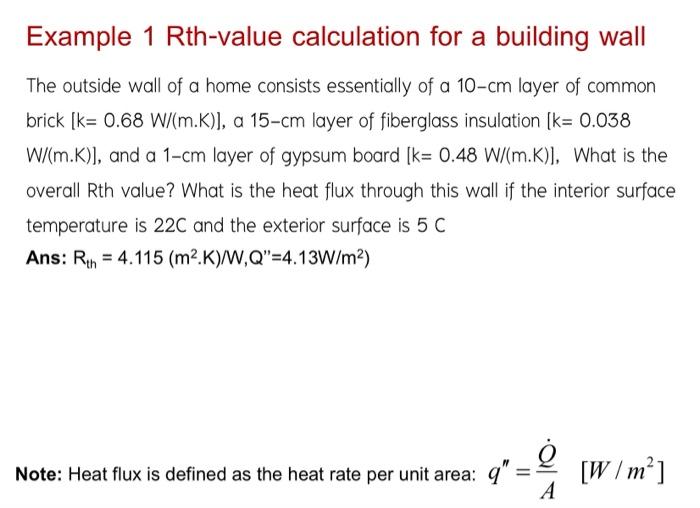 Solved Example 1 Rth-value calculation for a building wall | Chegg.com