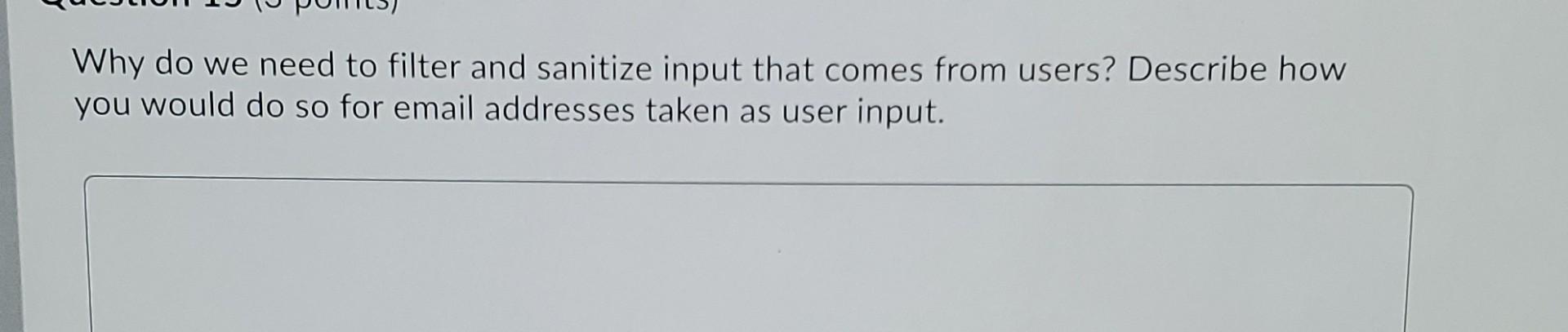 Solved Why do we need to filter and sanitize input that | Chegg.com