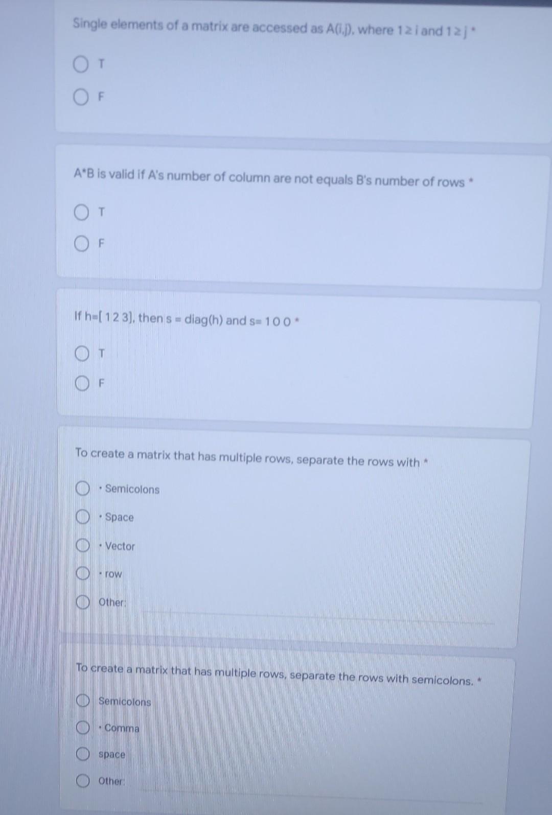 Solved Single elements of a matrix are accessed as A(ij), | Chegg.com