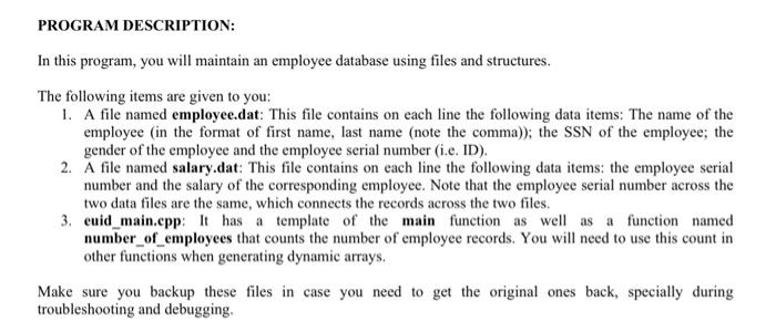 Solved PROGRAM DESCRIPTION: In this program, you will | Chegg.com