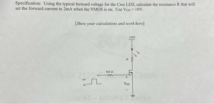 Specification: Using the typical forward voltage for | Chegg.com