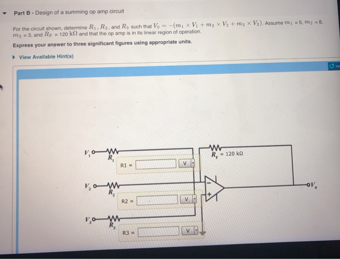 Solved Part A - Calculating the output voltage of a summing | Chegg.com