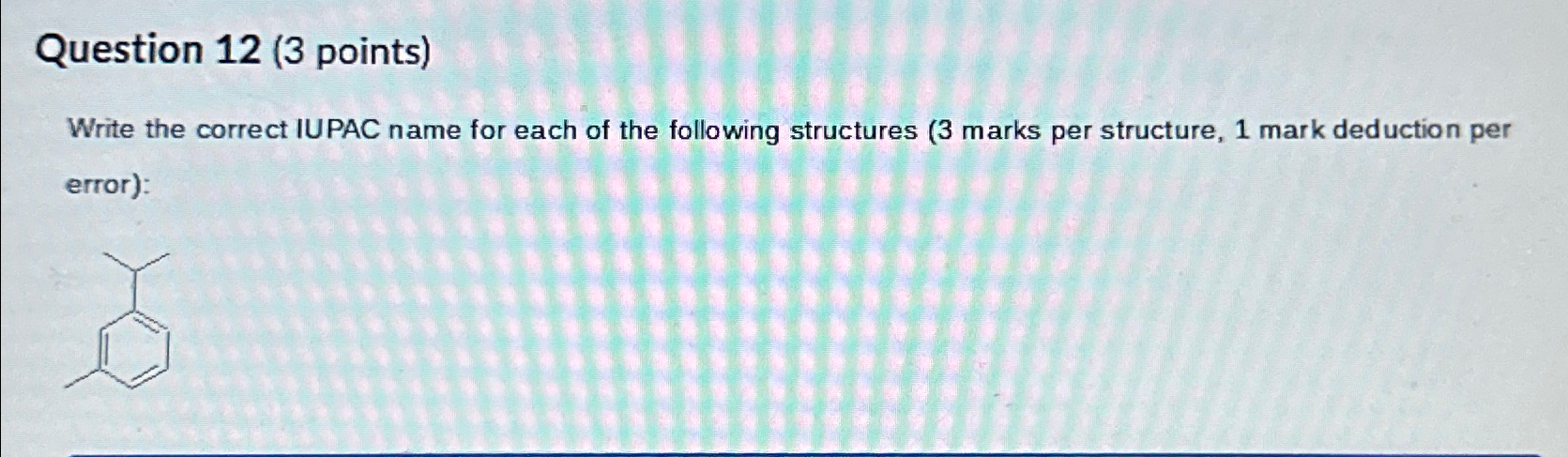 Solved Please help meeee Question 12 (3 ﻿points)Write the | Chegg.com