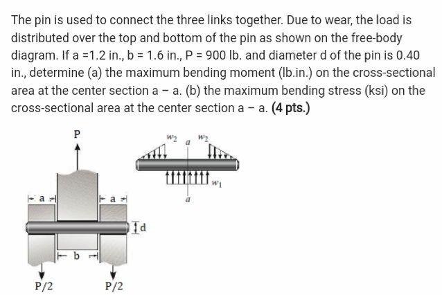 Solved The pin is used to connect the three links together. | Chegg.com