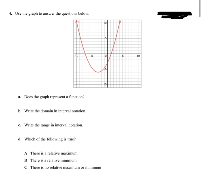 Solved 4. Use the graph to answer the questions below: 10 5 | Chegg.com