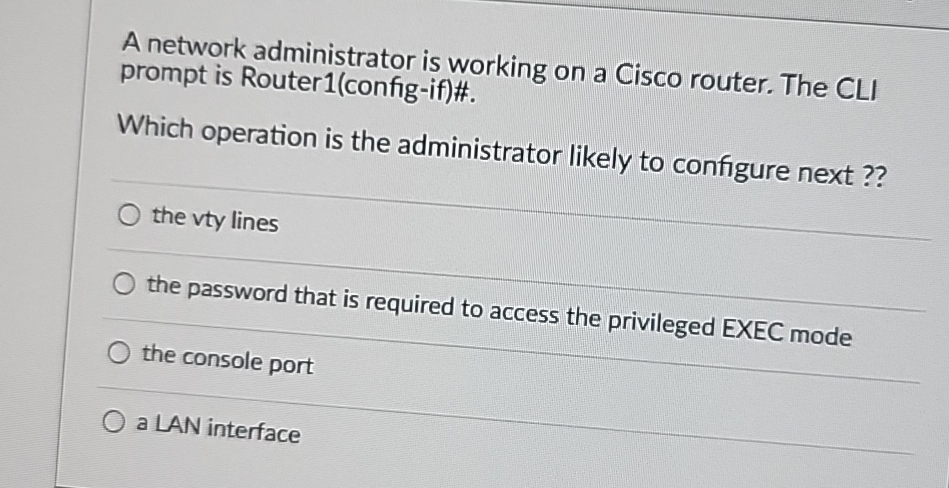 Solved A network administrator is working on a Cisco router. | Chegg.com