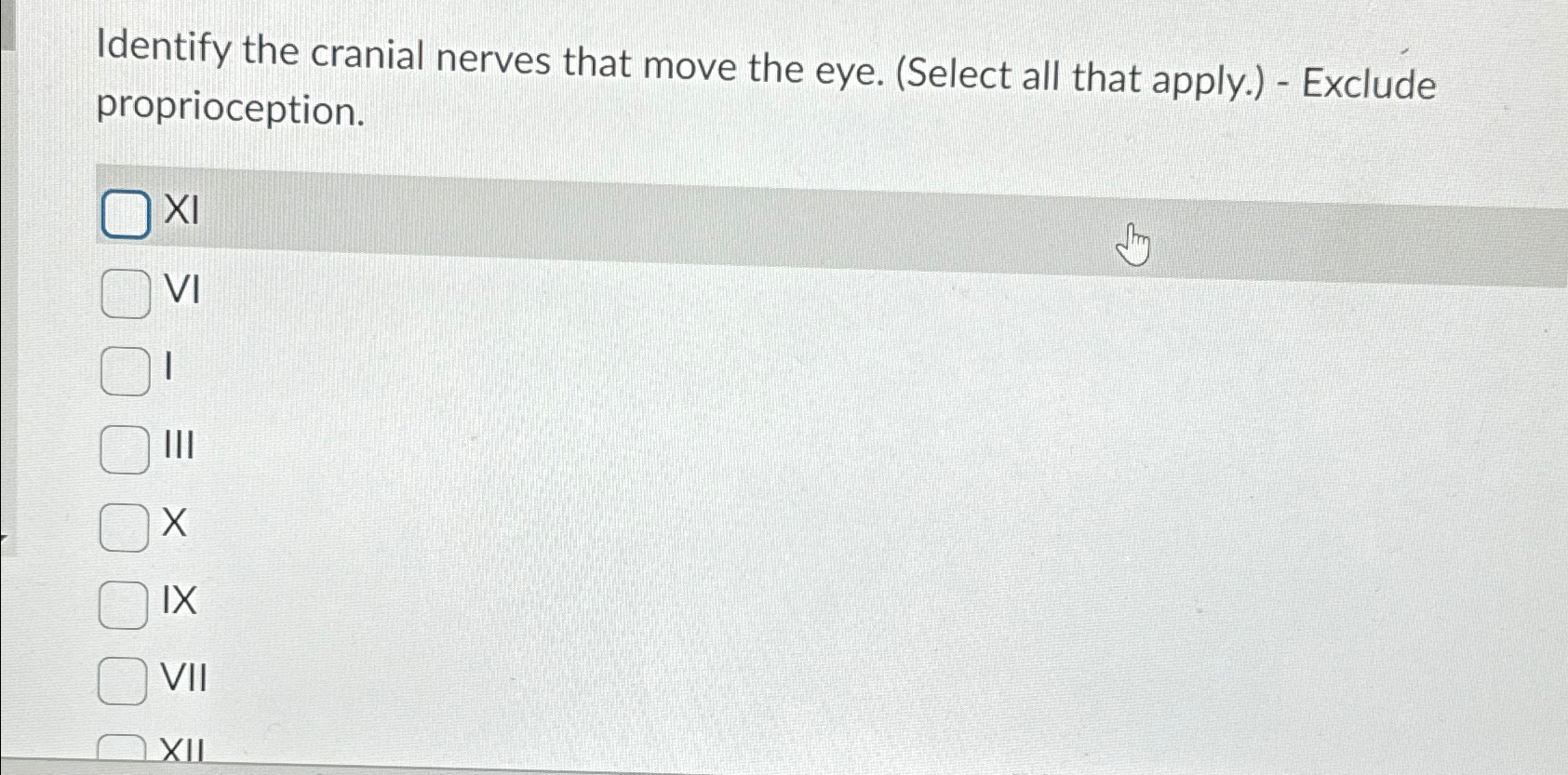 Solved Identify the cranial nerves that move the eye. | Chegg.com