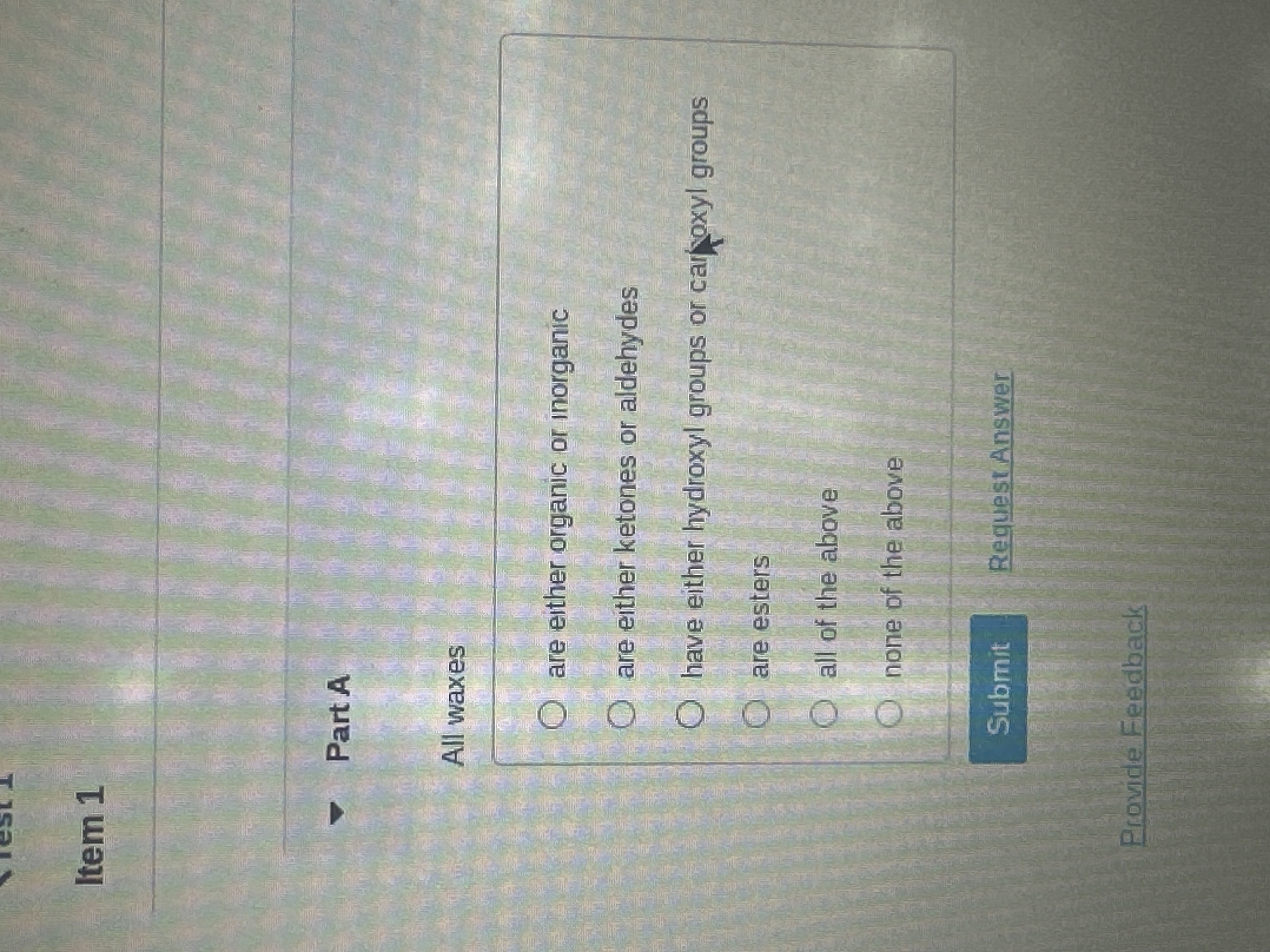 Solved Part AAll waxesare either organic or inorganicare | Chegg.com