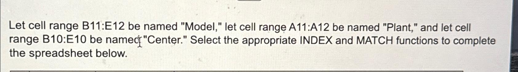Solved Let cell range B11:E12 ﻿be named "Model," let cell | Chegg.com