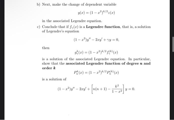Solved 5. The associated Legendre equation, again, is [(1 – | Chegg.com